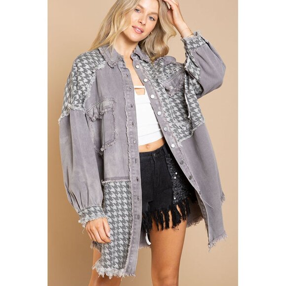 POL | Jackets & Coats | Boho Patchwork Denim Jacket Peace Sign Hippie ...